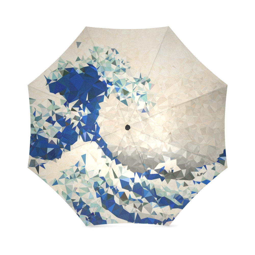 Great Wave Off Kanagawa Hokusai Triangles Foldable Umbrella (Model U01 ...