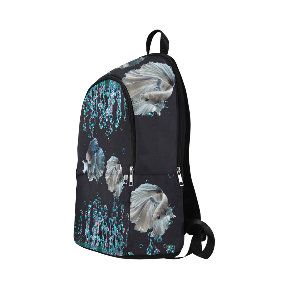 Blue Siamese Fighting Fish with Blue Bubbles Fabric Backpack for Adult ...