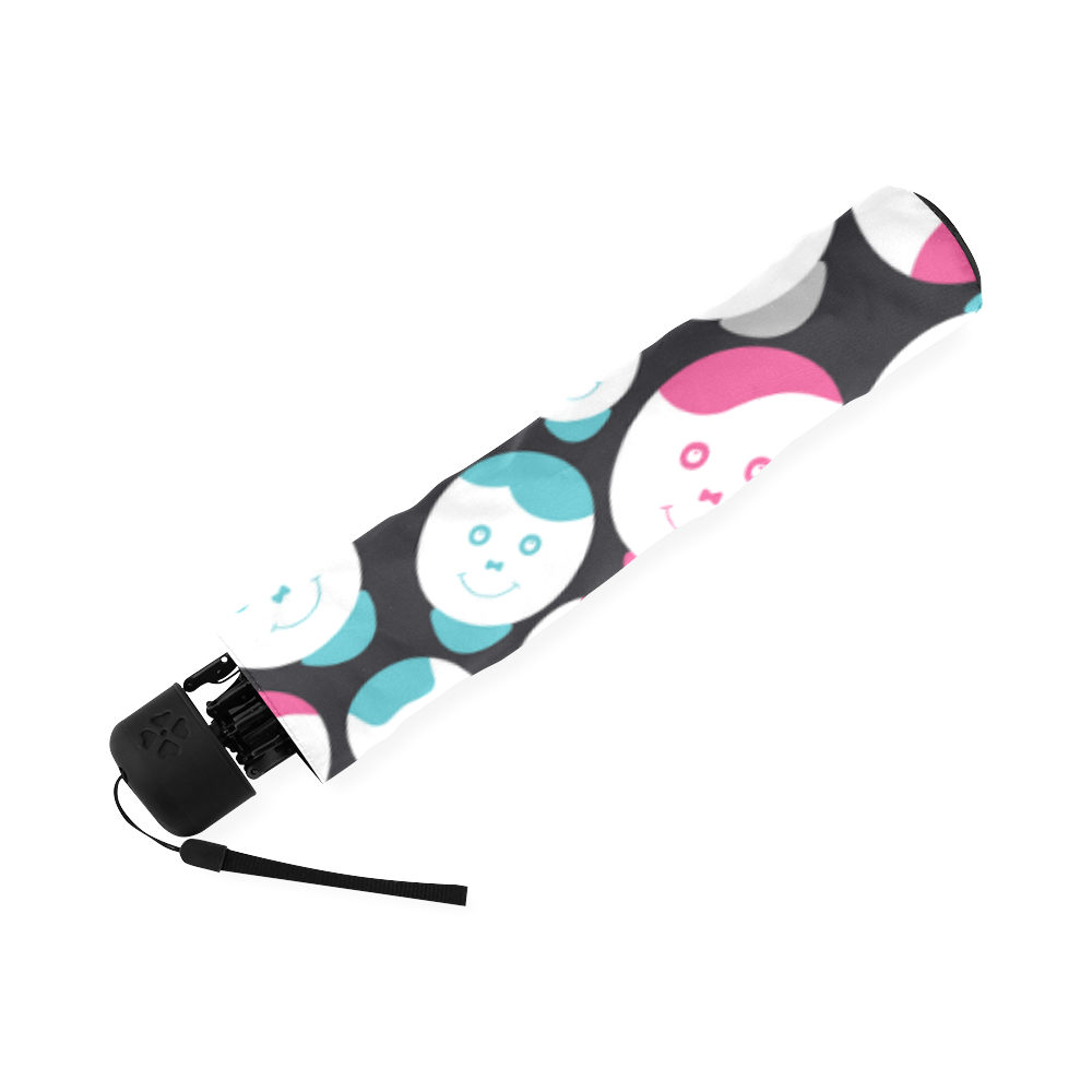 cartoon smiley faces Foldable Umbrella (Model U01) | ID: D1998195