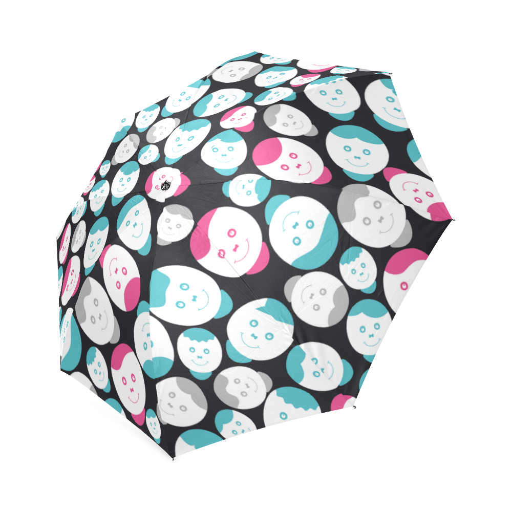 cartoon smiley faces Foldable Umbrella (Model U01) | ID: D1998195