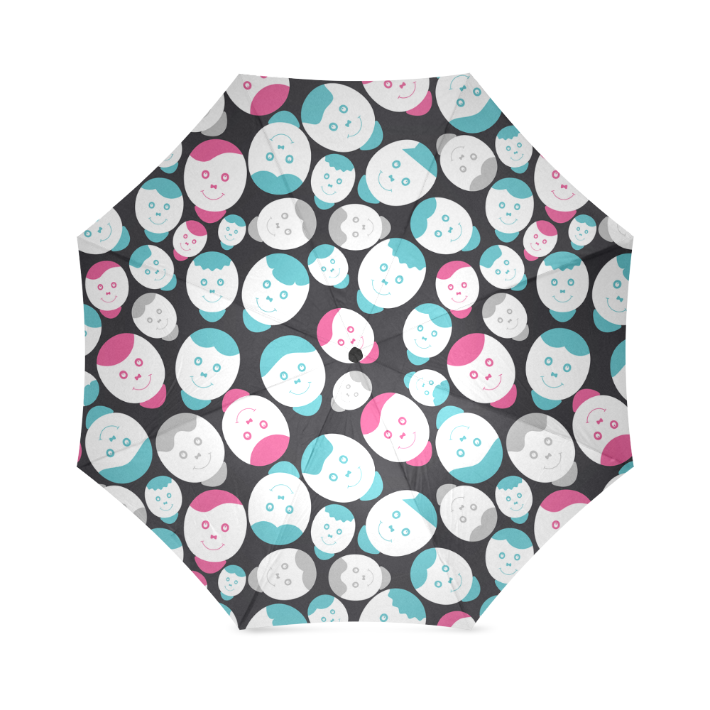 cartoon smiley faces Foldable Umbrella (Model U01) | ID: D1998195