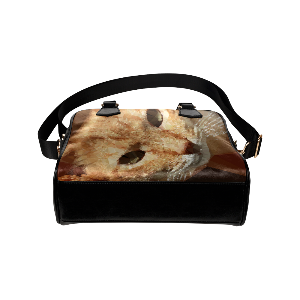 Tabby Cat Low Poly Geometric Triangles Shoulder Handbag (Model 1634 ...