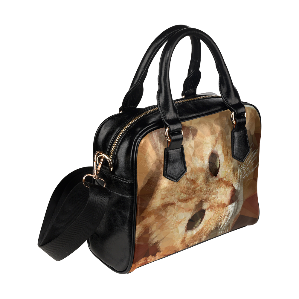 Tabby Cat Low Poly Geometric Triangles Shoulder Handbag (Model 1634 ...