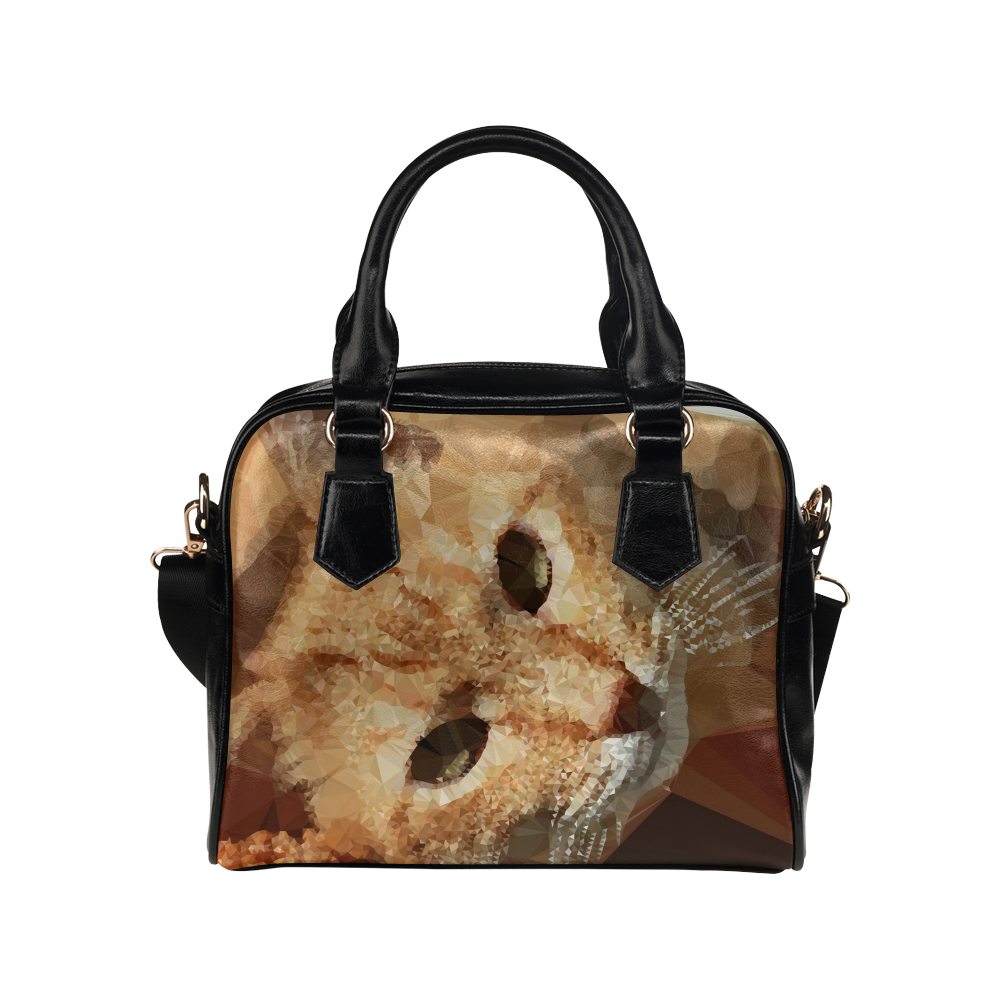Tabby Cat Low Poly Geometric Triangles Shoulder Handbag (Model 1634 ...