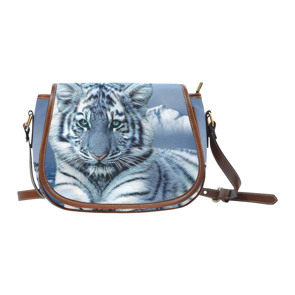 Blue White Tiger Saddle Bag/Large (Model 1649) | ID: D2013682