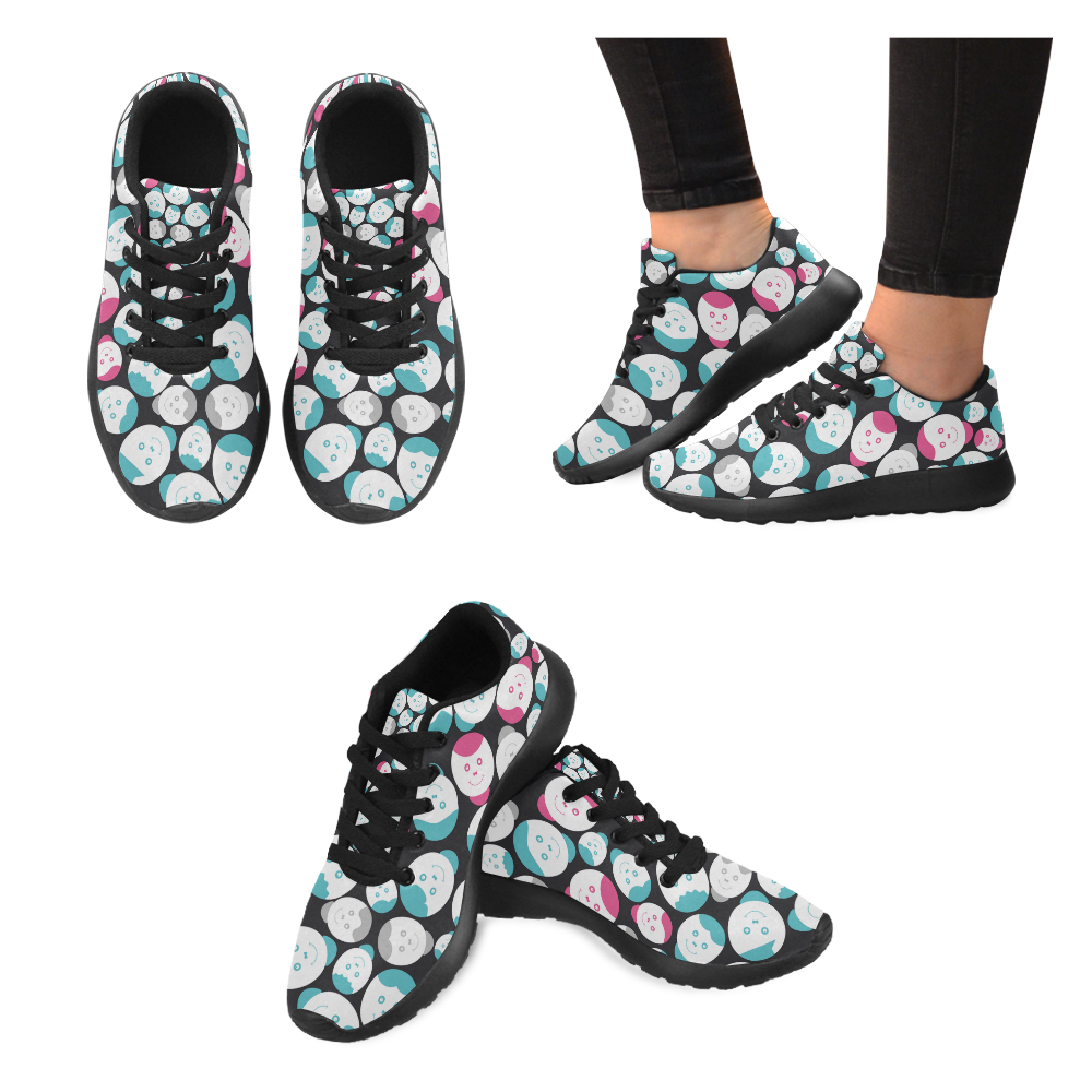 cartoon smiley faces Men’s Running Shoes (Model 020) | ID: D2020131
