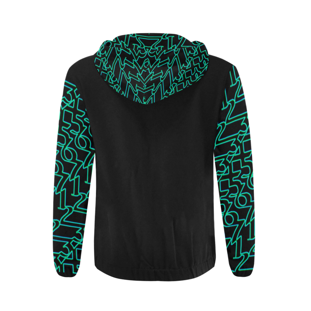 NUMBERS Collection Men 1234567 Logo Hoodie (neon grn/blk) All Over ...