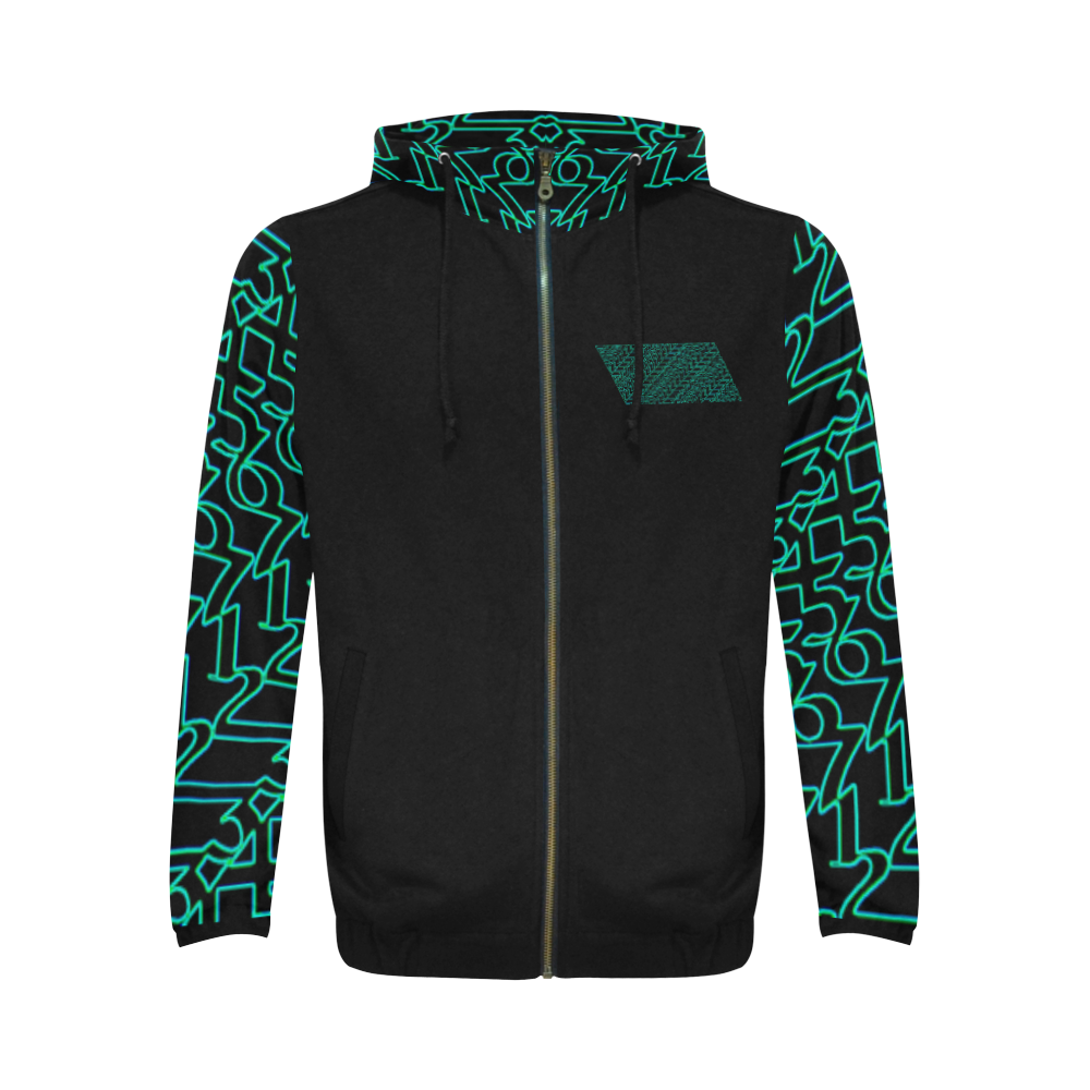 NUMBERS Collection Men 1234567 Logo Hoodie (neon grn/blk) All Over ...