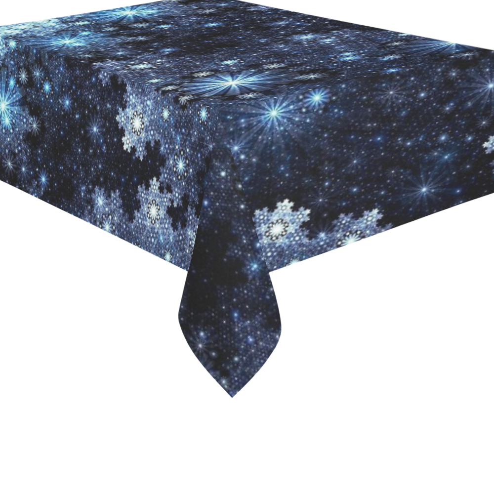 Wintery Blue Snowflake Pattern Cotton Linen Tablecloth 60"x 84" | ID ...