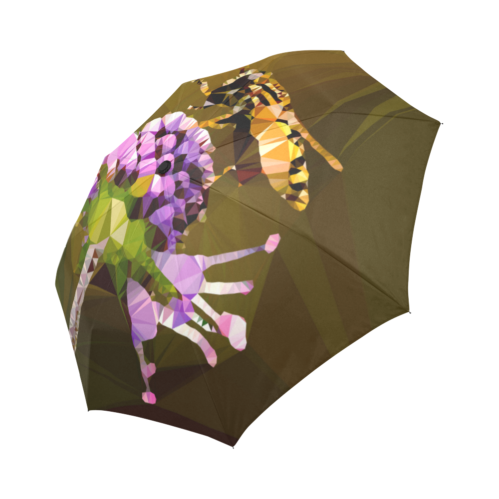 Bee Flower Geometric Low Poly Triangles Auto-Foldable Umbrella (Model ...
