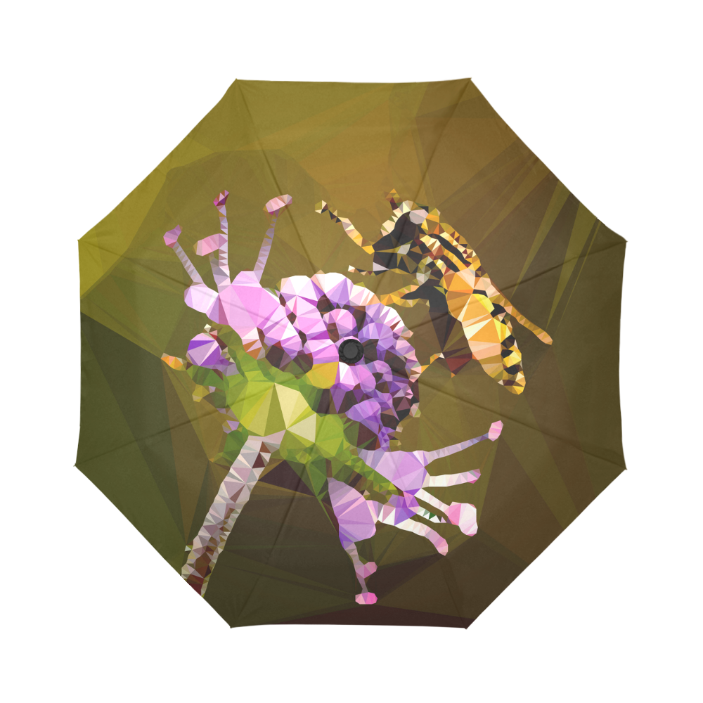 Bee Flower Geometric Low Poly Triangles Auto-Foldable Umbrella (Model ...
