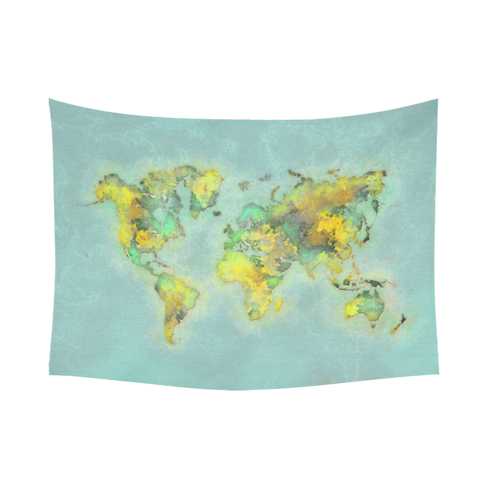 world map green #map #worldmap Cotton Linen Wall Tapestry 80"x 60" | ID ...