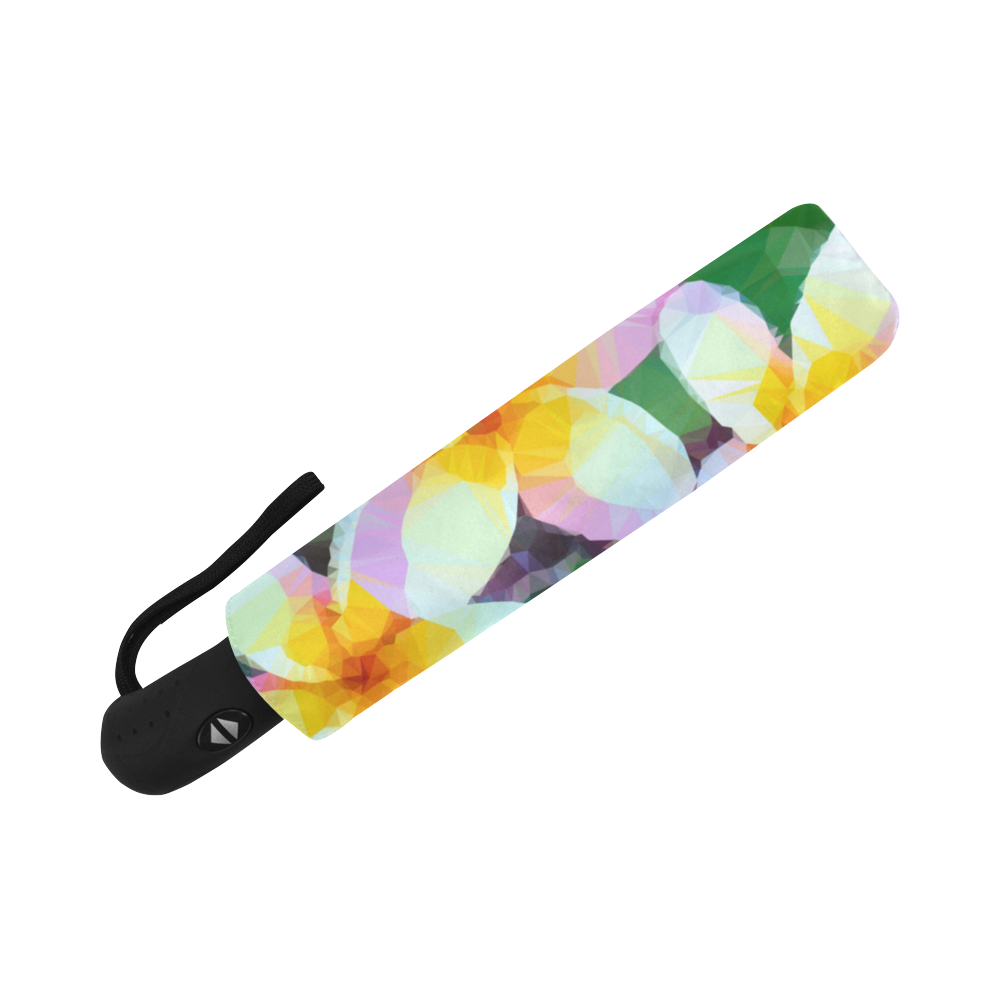 Plumeria Tropical Floral Low Poly Triangles Auto-Foldable Umbrella ...