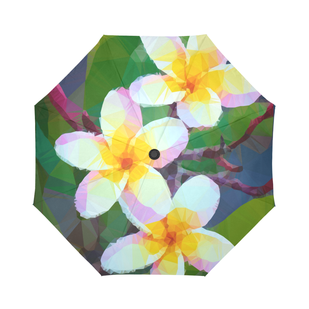 Plumeria Tropical Floral Low Poly Triangles Auto-Foldable Umbrella ...