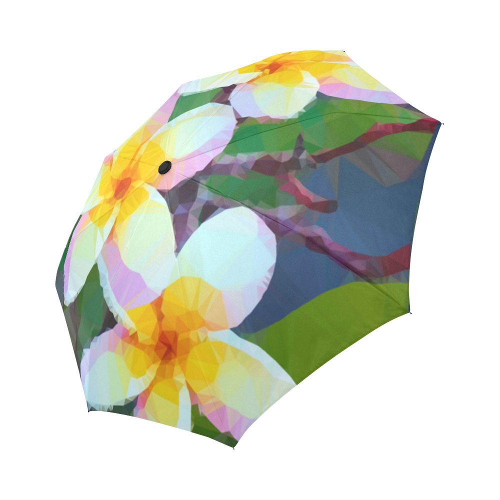 Plumeria Tropical Floral Low Poly Triangles Auto-Foldable Umbrella ...