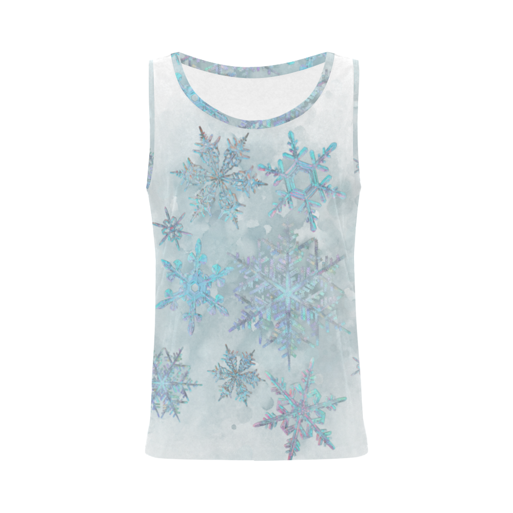 Snowflakes, snow, white and blue, Christmas All Over Print Tank Top for ...