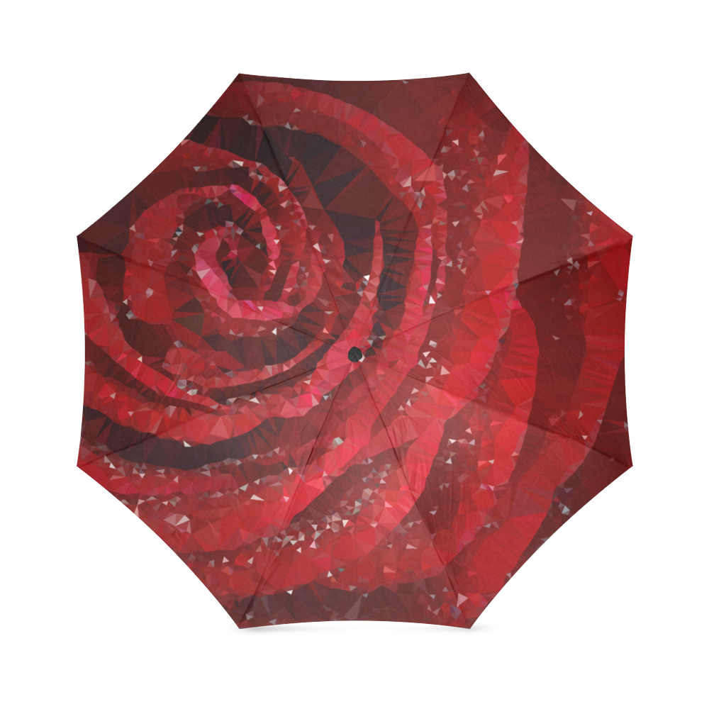 Red Rose Floral Geometric Low Poly Triangles Foldable Umbrella (Model ...