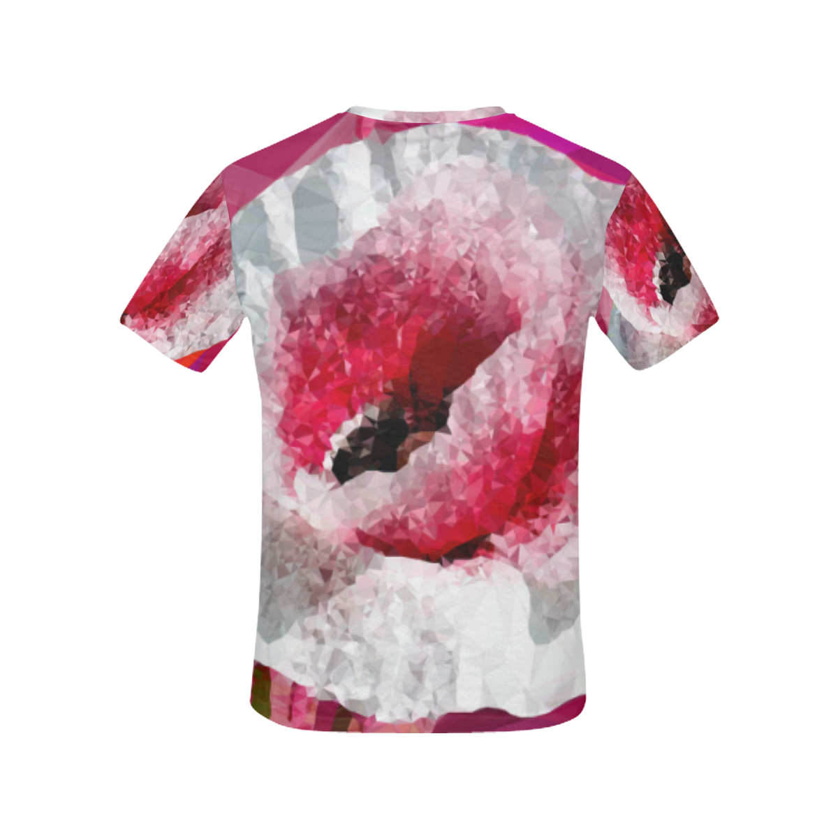 Red White Poppy Low Poly Geometric Floral Art All Over Print T-Shirt ...