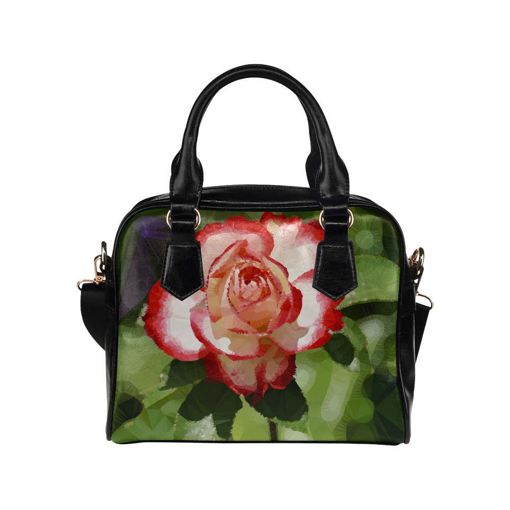 Red White Rose Geometric Floral Low Poly Triangle Shoulder Handbag ...