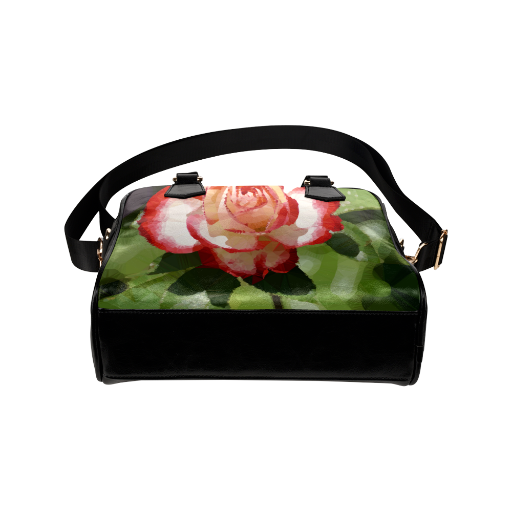Red White Rose Geometric Floral Low Poly Triangle Shoulder Handbag ...