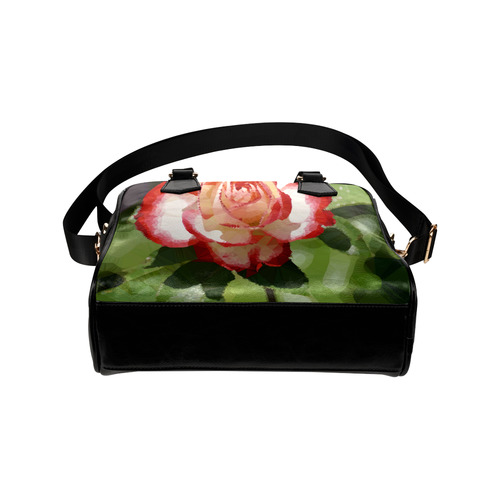 Red White Rose Geometric Floral Low Poly Triangle Shoulder Handbag ...