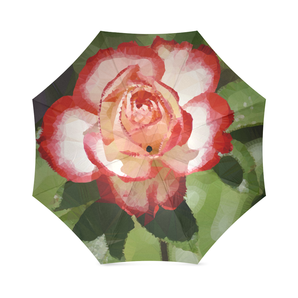Red White Rose Geometric Floral Low Poly Triangle Foldable Umbrella ...