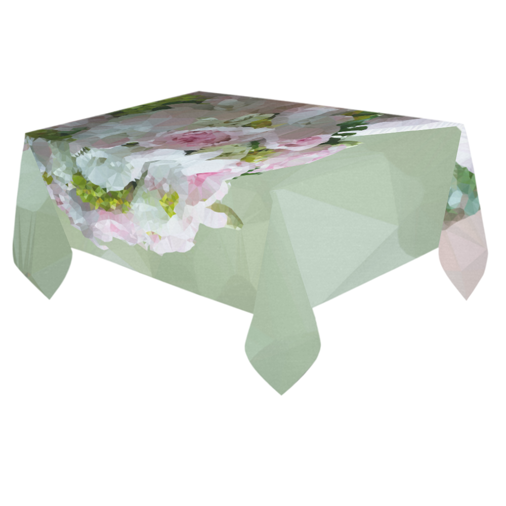 Pink Bridal Floral Low Poly Geometric Triangles Cotton Linen Tablecloth ...