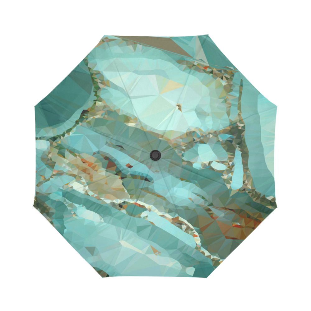 Blue Green Geode Low Poly Triangles Auto-Foldable Umbrella (Model U04 ...