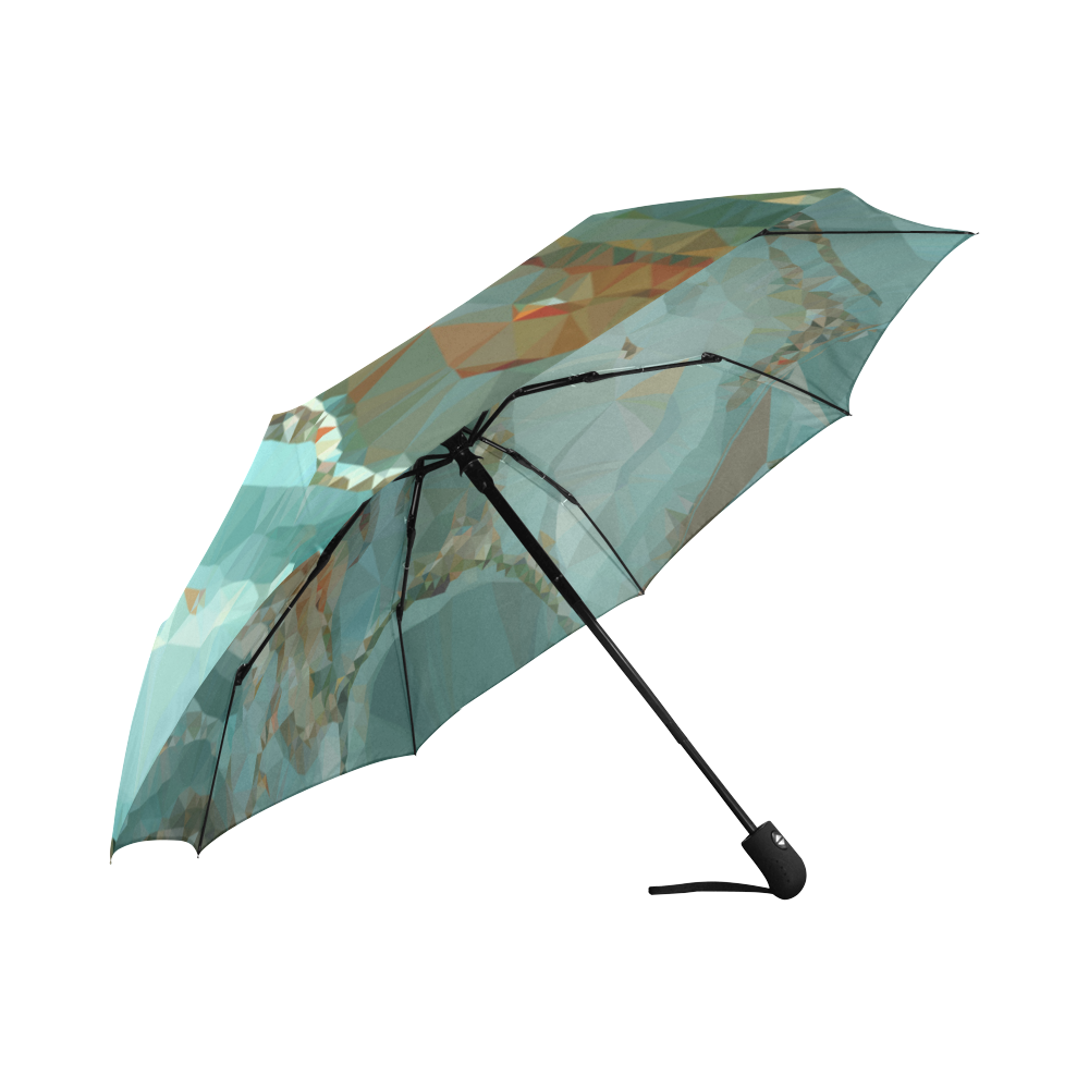 Blue Green Geode Low Poly Triangles Auto-Foldable Umbrella (Model U04 ...