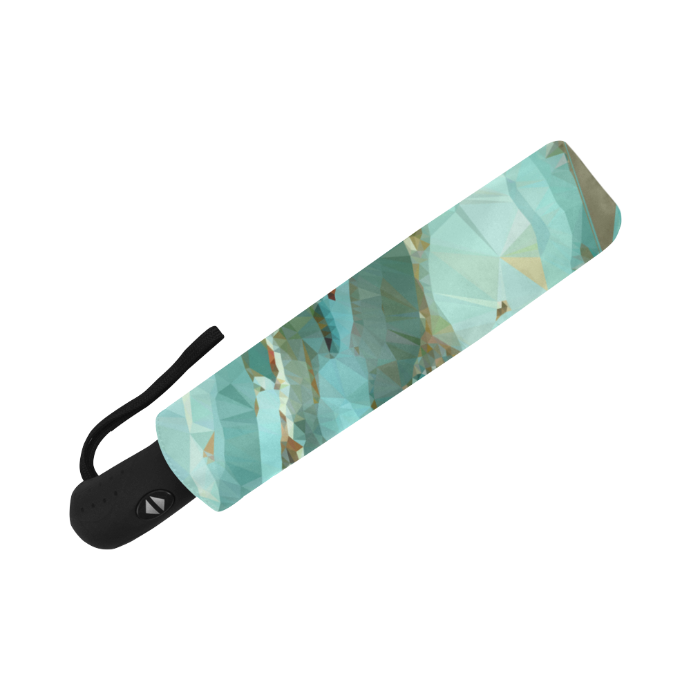 Blue Green Geode Low Poly Triangles Auto-Foldable Umbrella (Model U04 ...