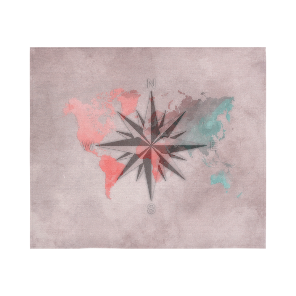 world map wind rose #map #worldmap Cotton Linen Wall Tapestry 60"x 51 ...