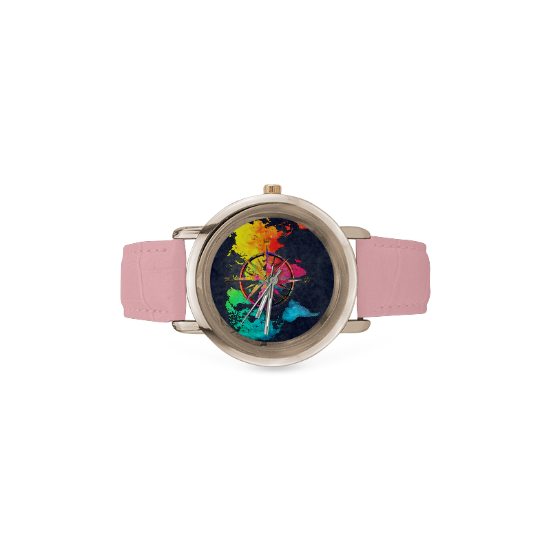world map wind rose #map #worldmap Women's Rose Gold Leather Strap ...