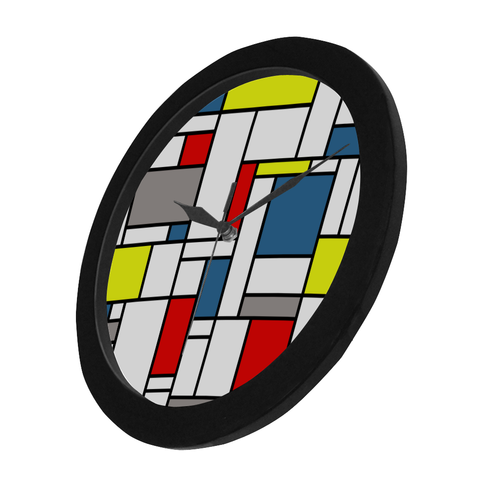 Mondrian style design Circular Plastic Wall clock | ID: D2108088
