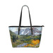 Mountain Landscape Floral Low Polygon Art Leather Tote Bag/Large (Model ...