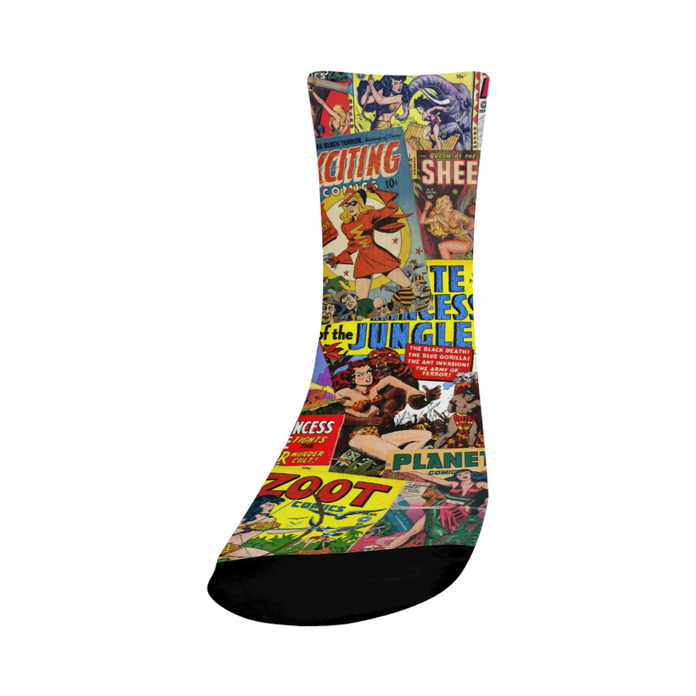 Vintage Comic Collage Crew Socks | ID: D2139714