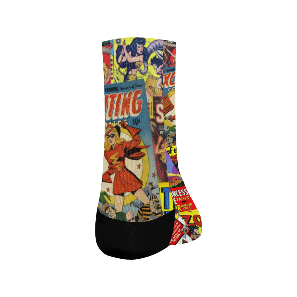 Vintage Comic Collage Crew Socks | ID: D2139714