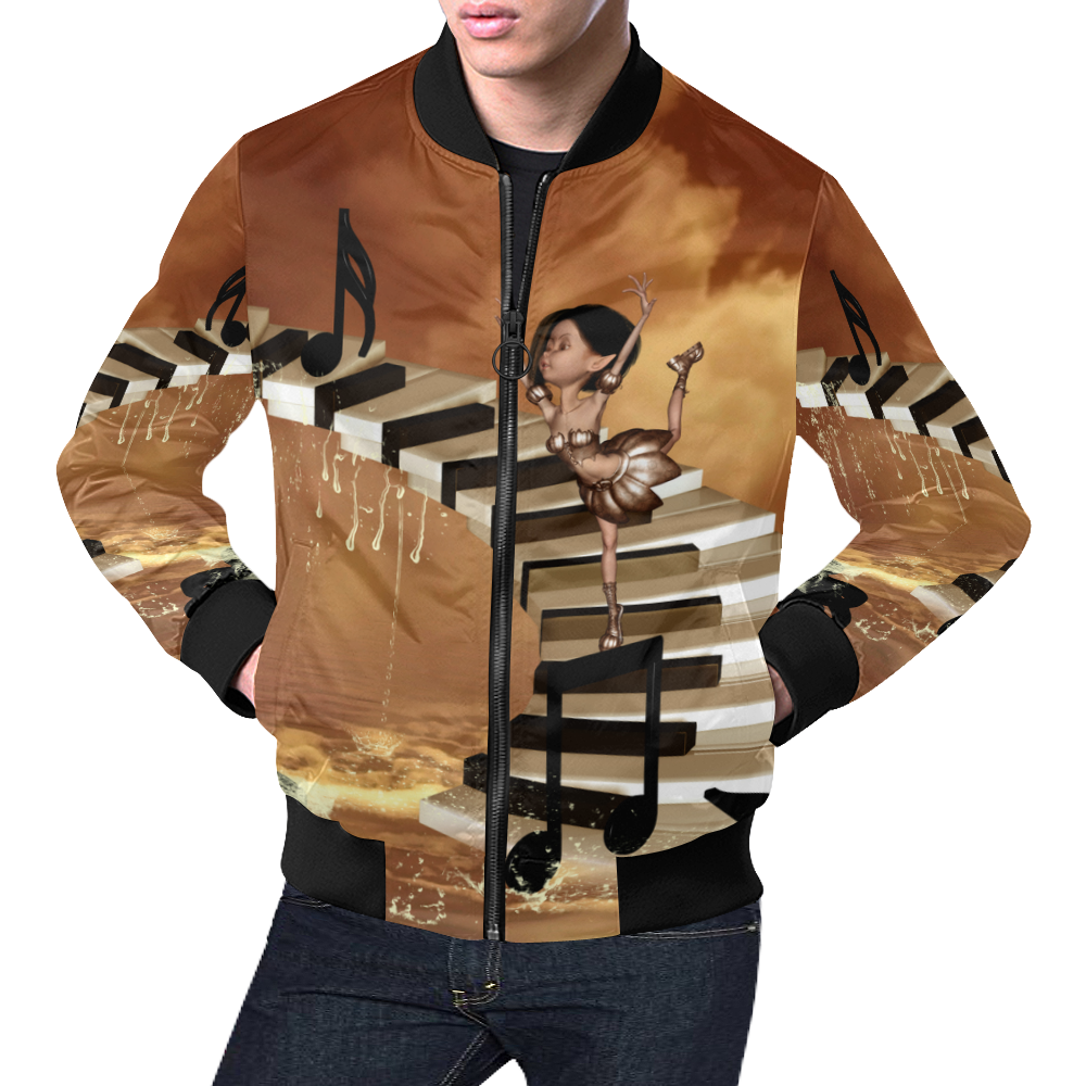 Little fairy dancing on the piano All Over Print Bomber Jacket for Men ...