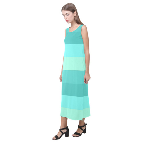Shades Of Green Stripes Phaedra Sleeveless Open Fork Long Dress (Model ...
