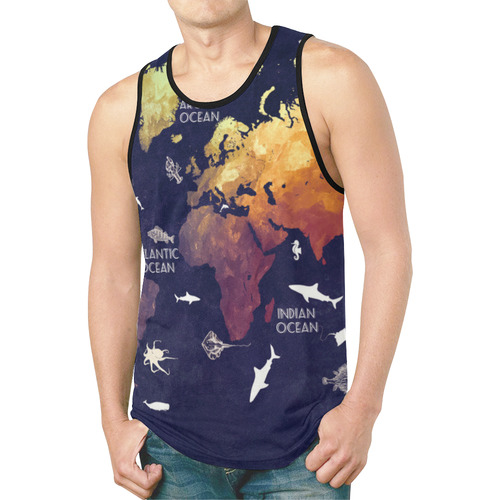 ocean world map New All Over Print Tank Top for Men (Model T46) | ID ...