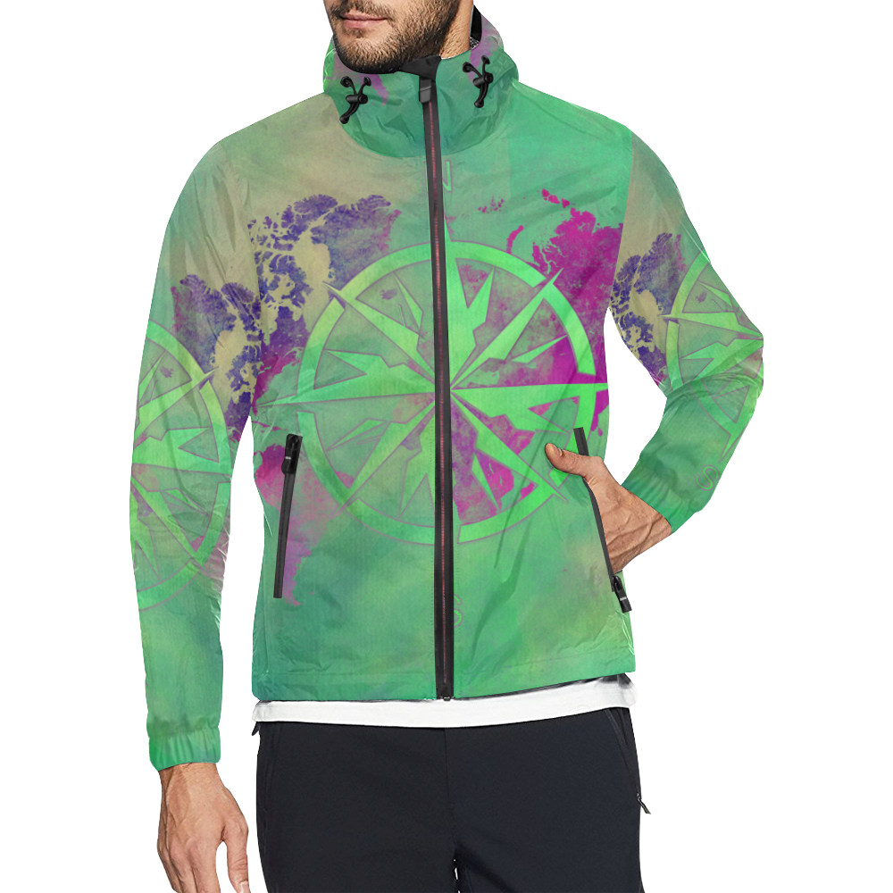world map wind rose #map #worldmap Unisex All Over Print Windbreaker ...