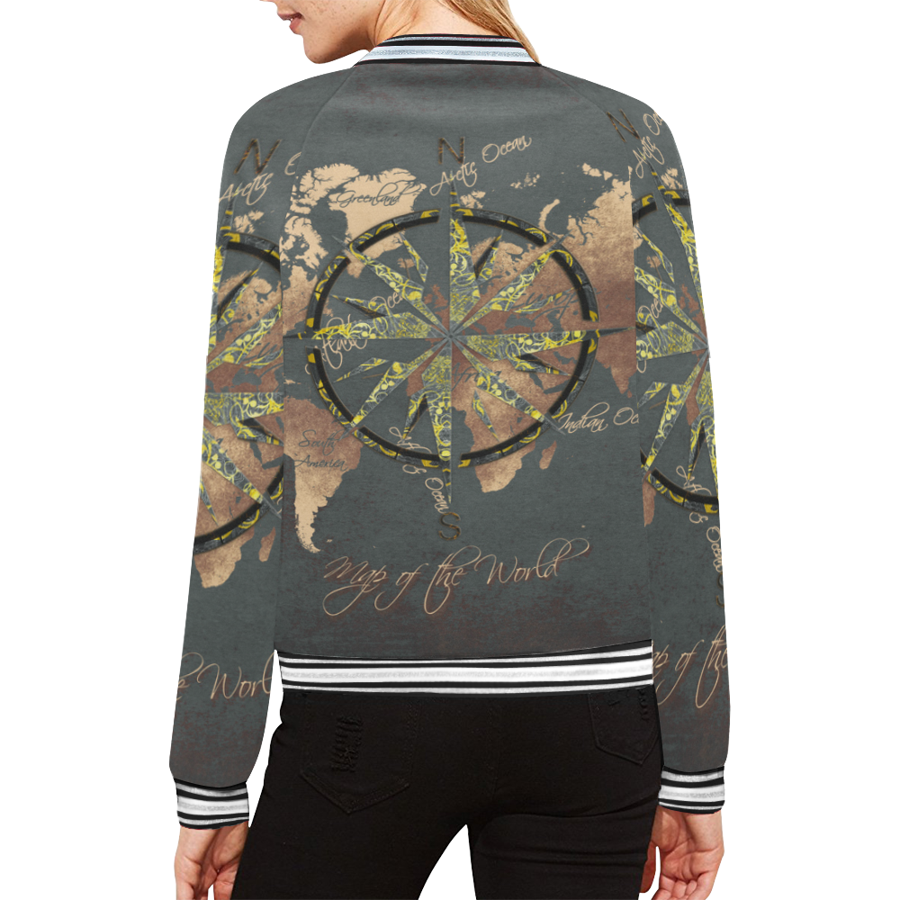 world map wind rose #map #worldmap All Over Print Bomber Jacket for ...