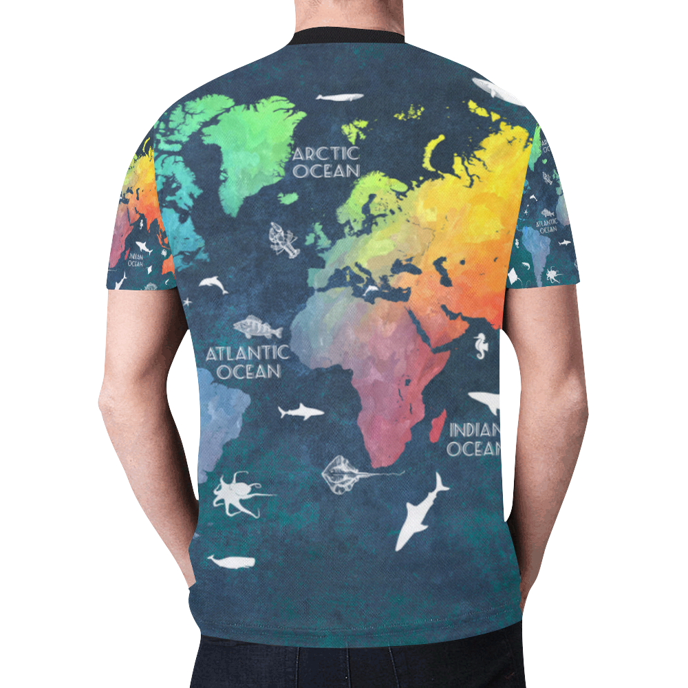world map New All Over Print T-shirt for Men (Model T45) | ID: D2373819