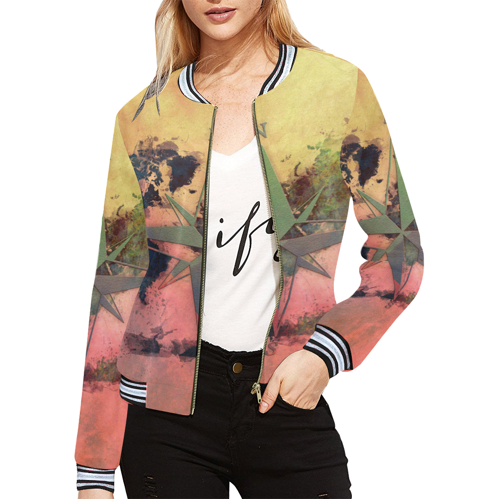 world map wind rose #map #worldmap All Over Print Bomber Jacket for ...