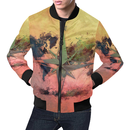 world map wind rose #map #worldmap All Over Print Bomber Jacket for Men ...